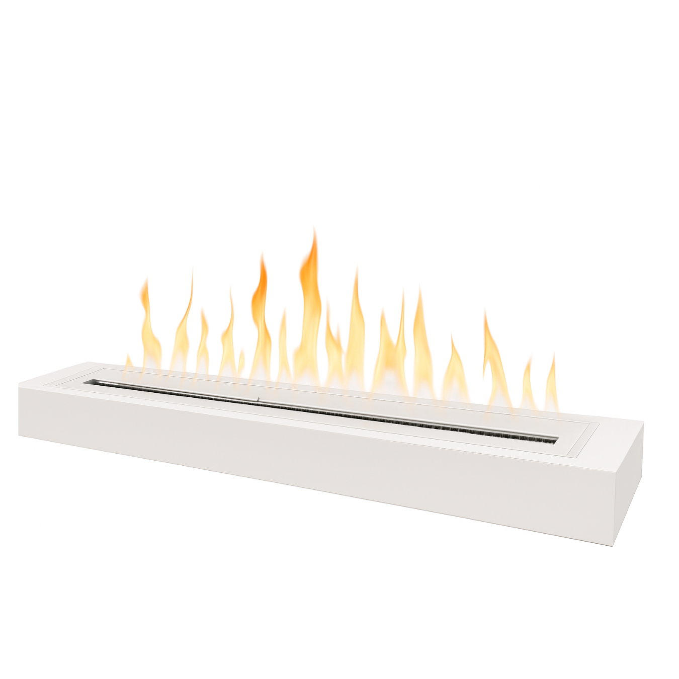 White X-Large Rectangle Bio-Ethanol Fireplace Table Ready - Nuri Fire